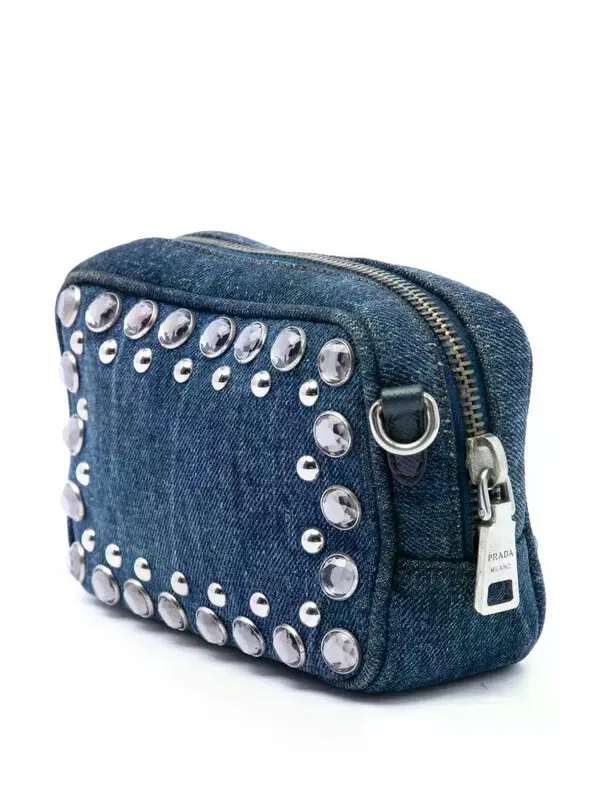 Prada Denim Borchie Bijoux Camera Crossbody Bag