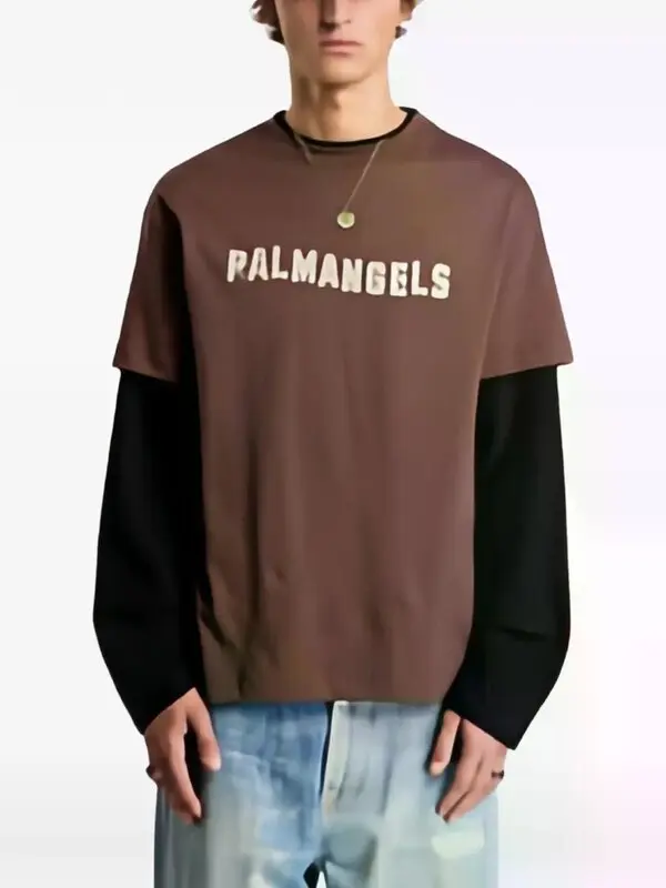 Palm Angels Logo-print Double-layer T-shirt - Brown