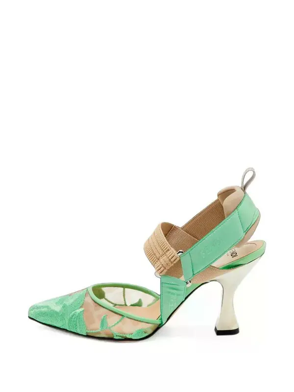 Fendi Colibri Slingback Pumps - Green