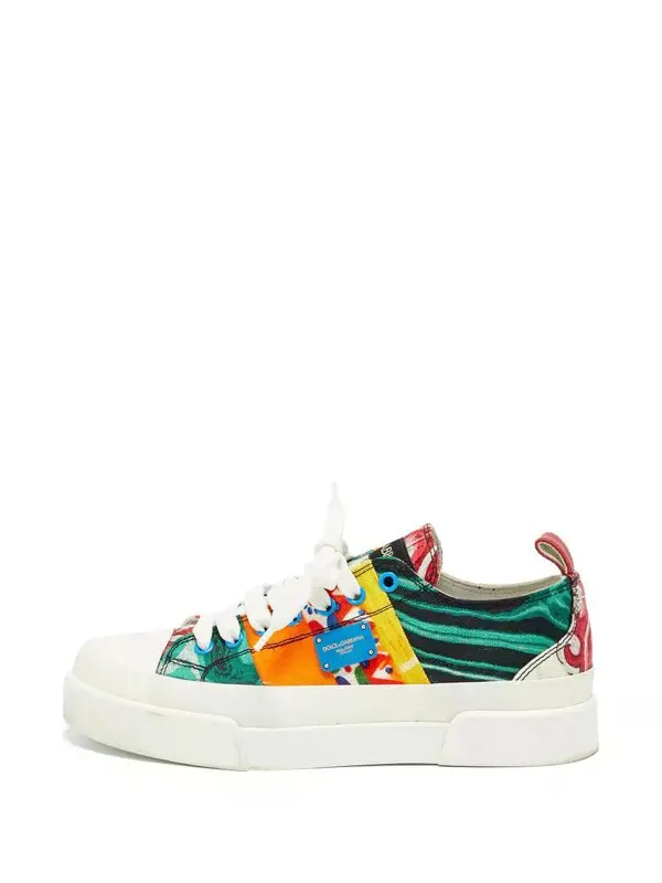 Dolce & Gabbana Low Top Sneakers With Floral Print - Black