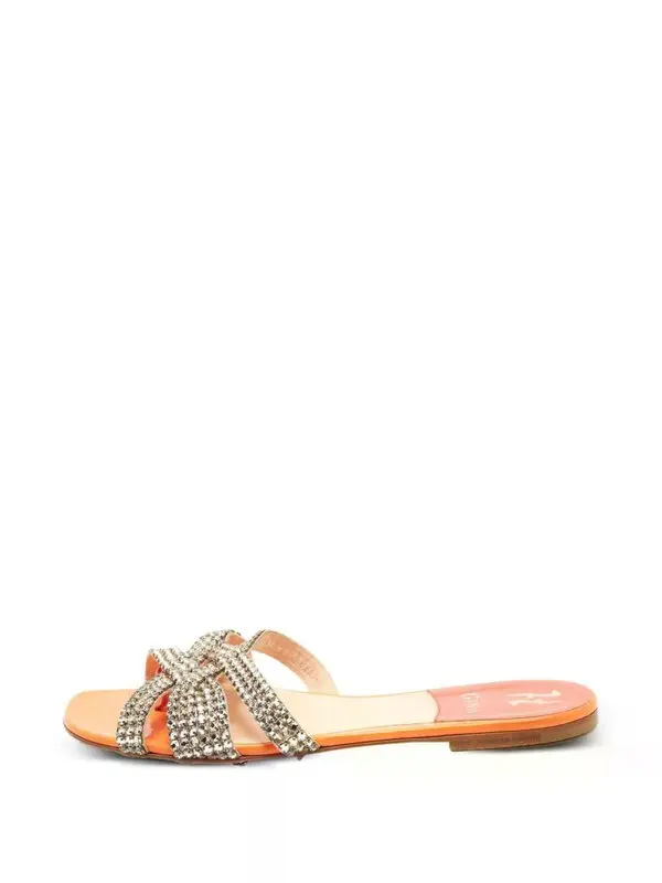 GINA Crystal Embellished Cross-strap Sandals - Orange