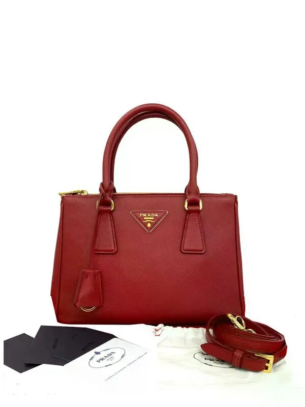 Prada 2010-2026 Medium Saffiano Galleria Double Zip Satchel