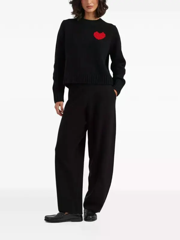 Chinti & Parker Heart-intarsia Merino-wool Sweater - Black
