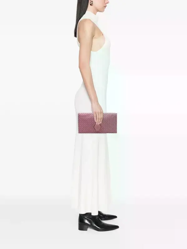 Bottega Veneta Nappa Intrecciato Turn Lock Clutch Bag - Pink