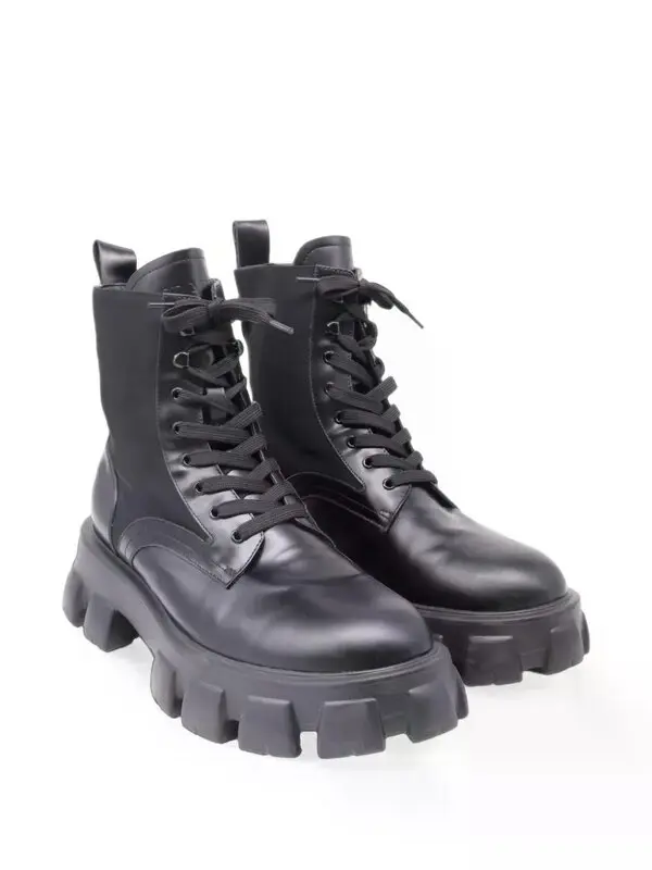 Prada Monolith Leather Combat Boots