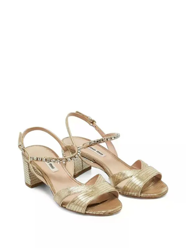 Miu Miu Crystal-embellished Lizard-effect Sandals