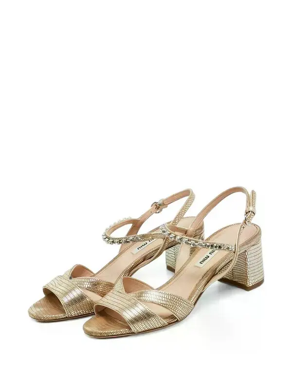 Miu Miu Crystal-embellished Lizard-effect Sandals