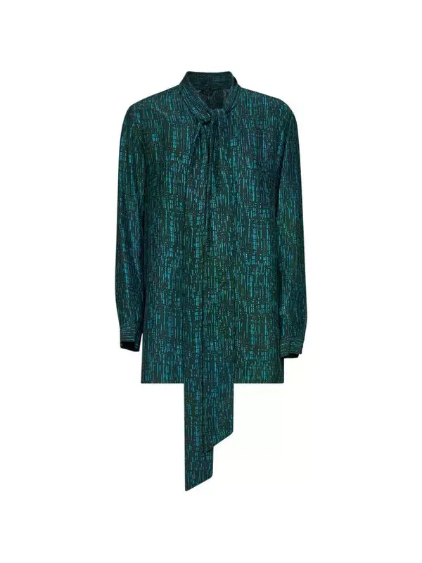 GIANLUCA CAPANNOLO Check-print Tie-neck Blouse - Green