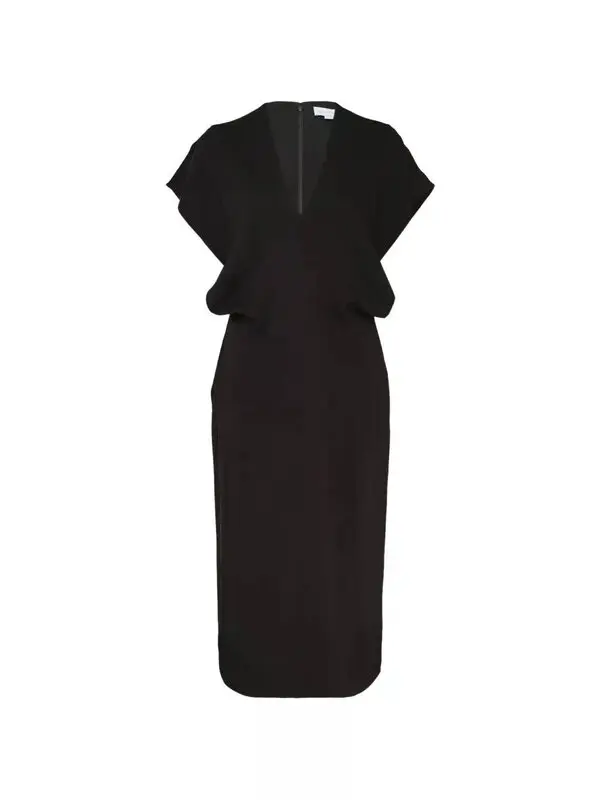 Stella McCartney V-neck Batwing-sleeve Midi Dress - Black