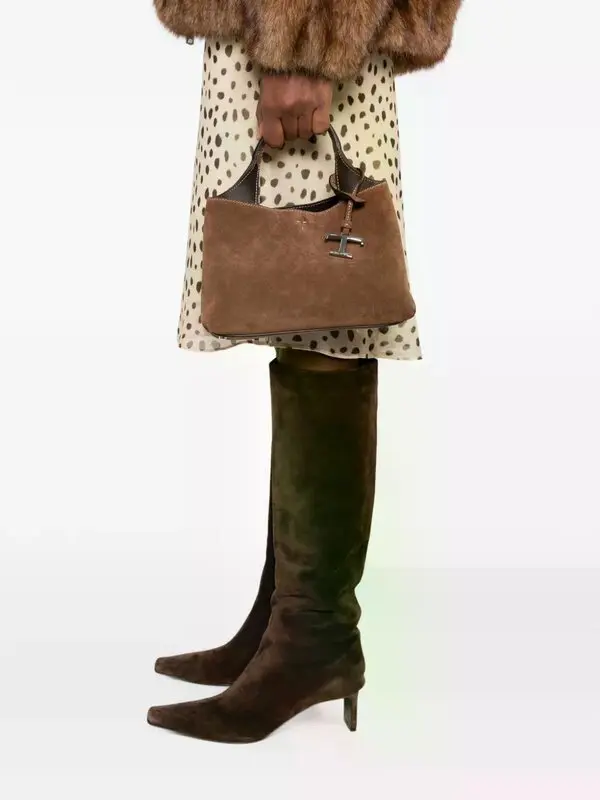 TOD'S T Timeless Suede Tote Bag - Brown