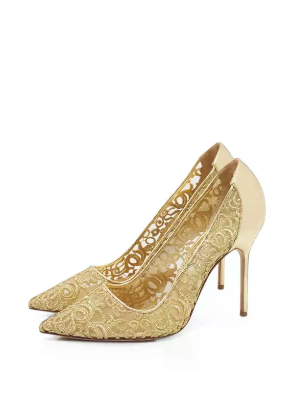 Manolo Blahnik Bbla Mesh Pumps - Gold