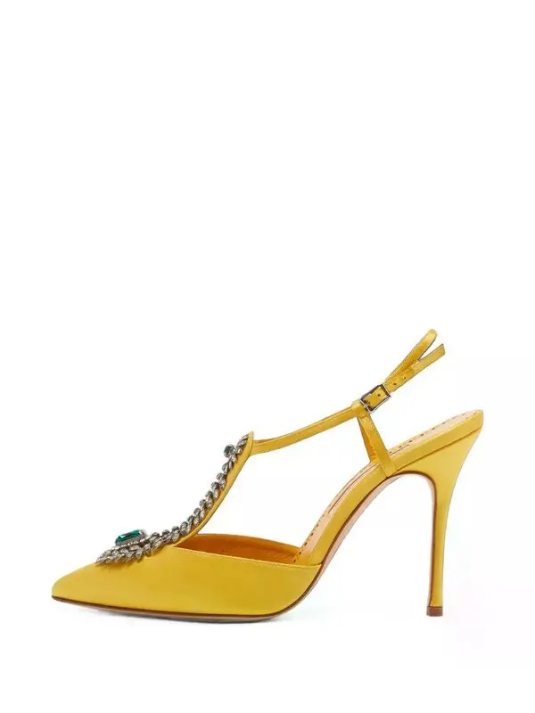 Manolo Blahnik Jamala Crystal-embellished Pumps - Yellow