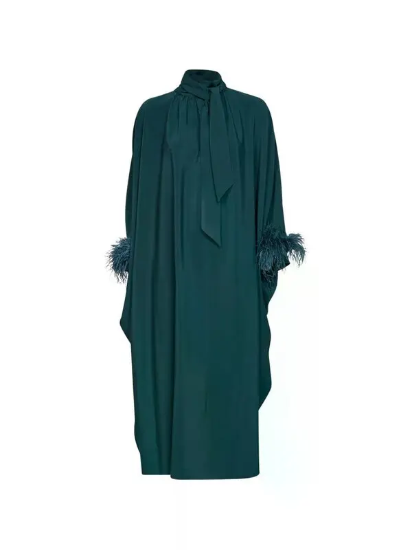 GIANLUCA CAPANNOLO Feather-trim Bow-tie Dress - Green