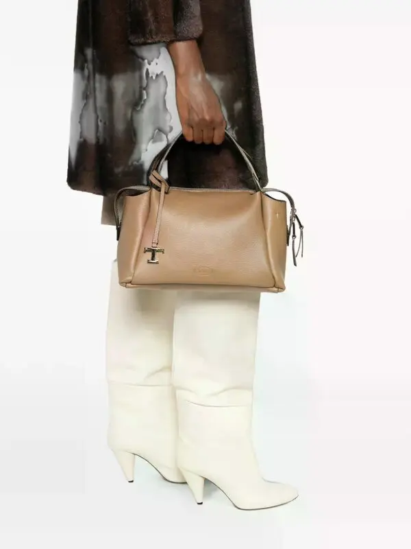 TOD'S T Timeless Pebbled Leather Tote Bag