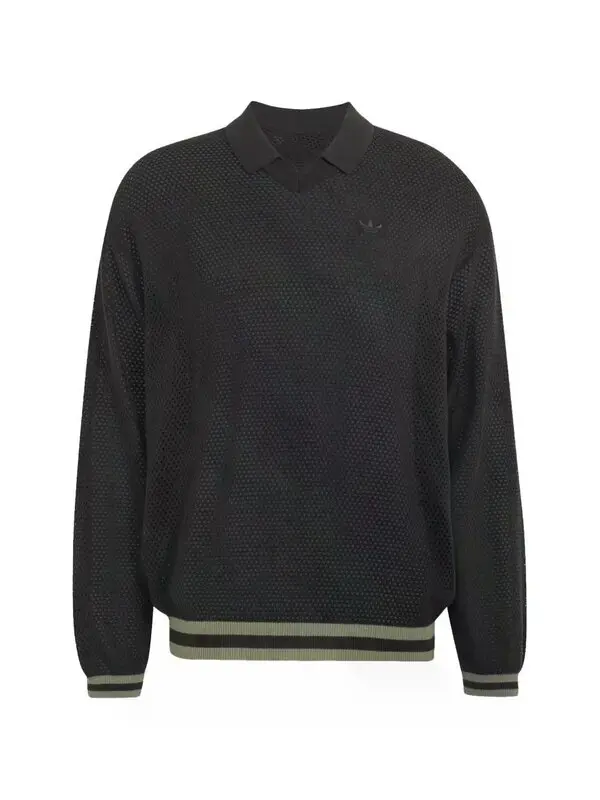 Adidas Mesh-knit Logo-print Sweater - Black
