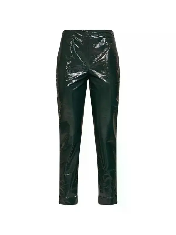 GIANLUCA CAPANNOLO Patent Effect Slim Fit Trousers - Green