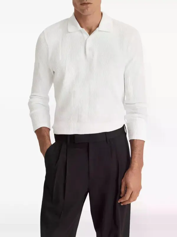 Vince Waffle-knit Polo Sweater - White