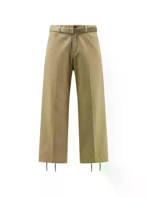 Sacai Belted Drawstring-hem Trousers - Neutrals
