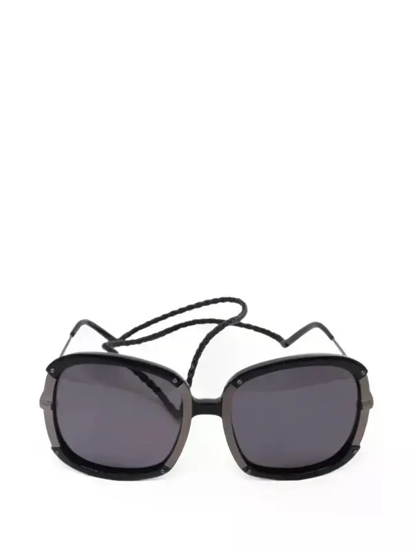Bottega Veneta Intrecciato Strap Square Sunglasses - Black
