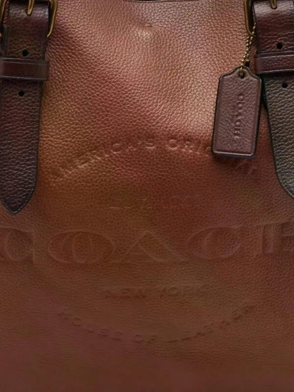 COACH Logo-embossed Grained Leather Tote Bag