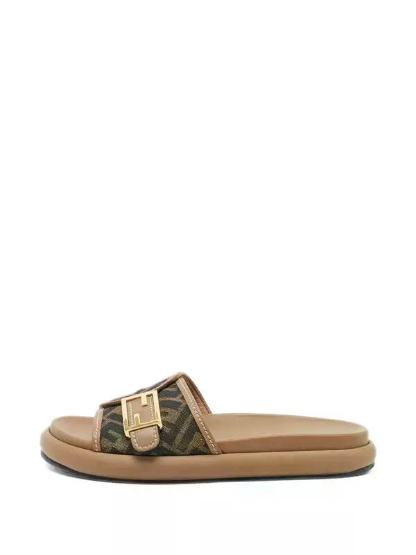Fendi Feel Zucca-canvas Flat Sandals - Brown