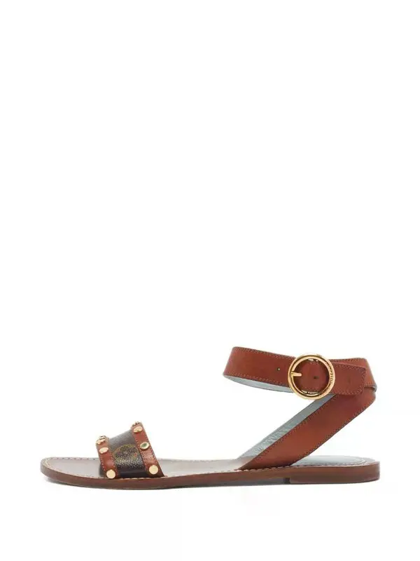 LOUIS VUITTON Monogram Canvas Studded Ankle Strap Flat Sandals