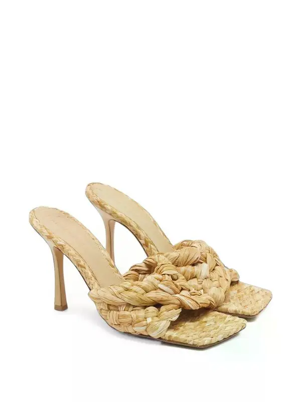 Bottega Veneta Stretch Twisted Intrecciato Raffia Stiletto Sandals