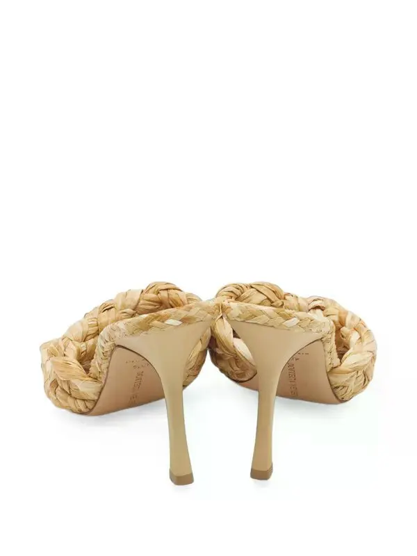 Bottega Veneta Stretch Twisted Intrecciato Raffia Stiletto Sandals