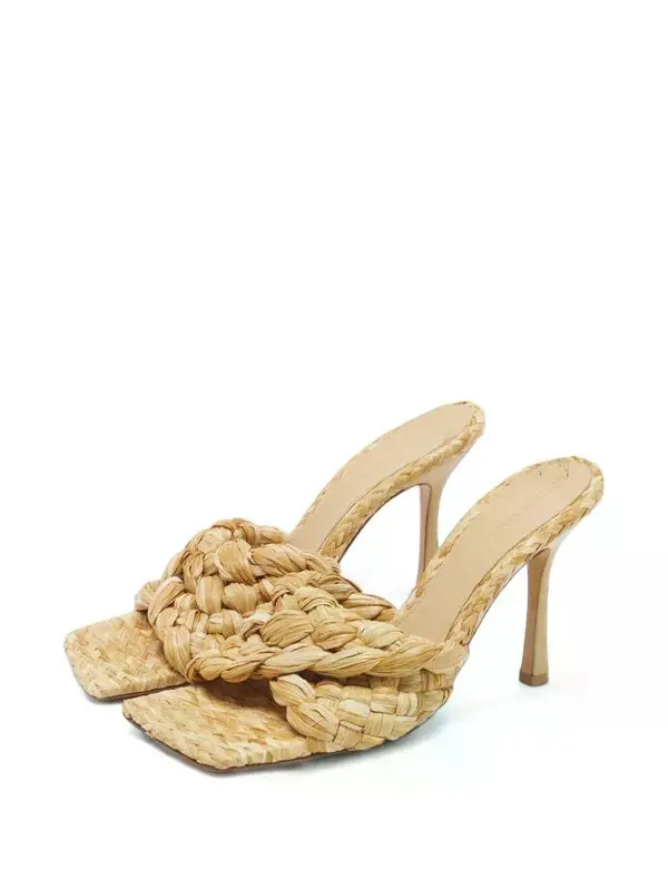 Bottega Veneta Stretch Twisted Intrecciato Raffia Stiletto Sandals