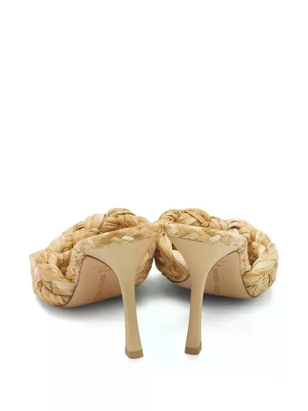Bottega Veneta Stretch Twisted Intrecciato Raffia Stiletto Sandals - Neutrals
