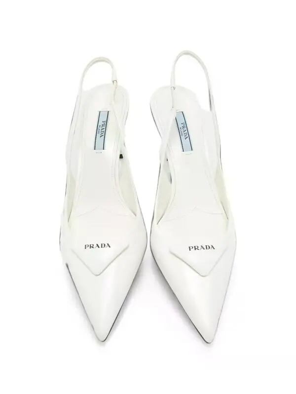 Prada Padded Triangle Logo Slingback Pumps