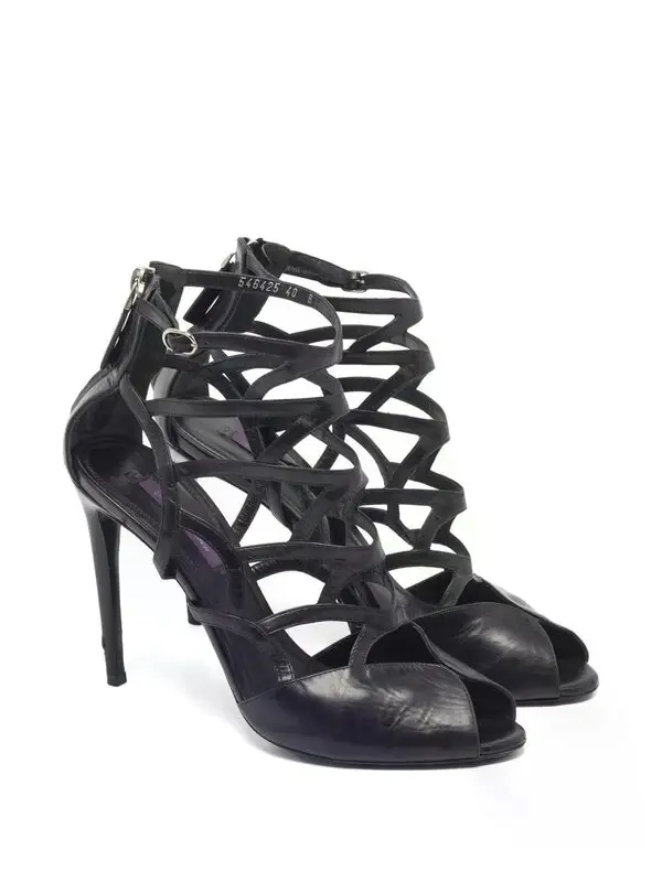 Ralph Lauren Leather Crisscross Cage Stiletto Sandals