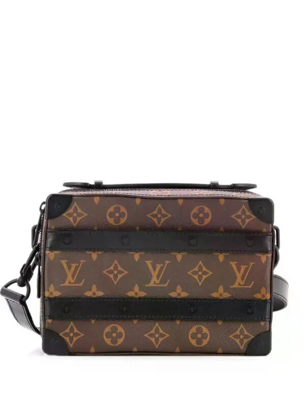 LOUIS VUITTON Handle Soft Trunk Bag Macassar Monogram Canvas Crossbody Bag - Black