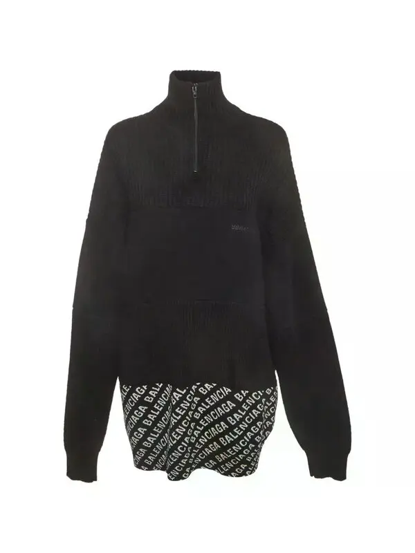 Balenciaga Logo-print Panelled Sweater - Black