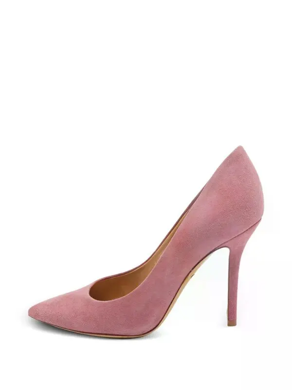 FERRAGAMO Suede Pointed Toe High Heel Pumps - Pink