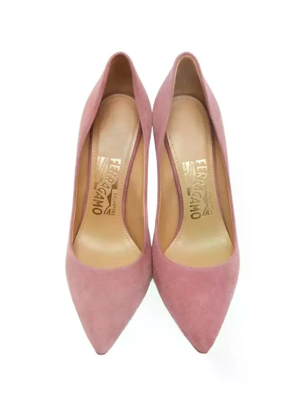 FERRAGAMO Suede Pointed Toe High Heel Pumps - Pink