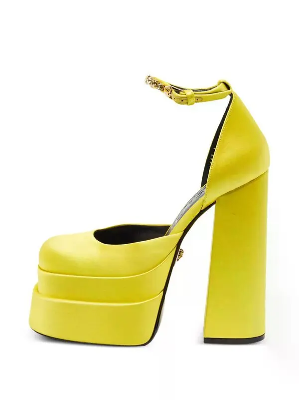 Versace Platform Pumps With Crystal Embellishments - Yellow