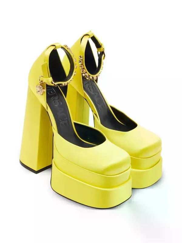 Versace Platform Pumps With Crystal Embellishments