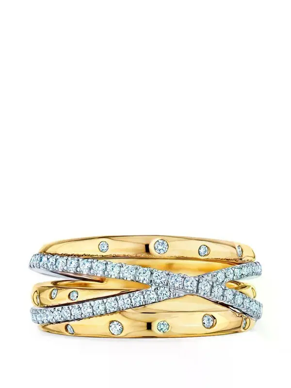 Kwiat Orbit Diamond Crossover Ring - Gold