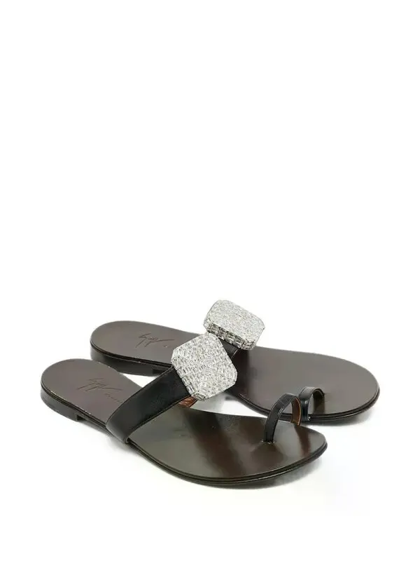 GIUSEPPE ZANOTTI Crystal-embellished Toe-strap Flat Sandals