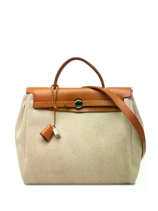 Hermès 2002 Toile Herbag Pm Satchel - Neutrals