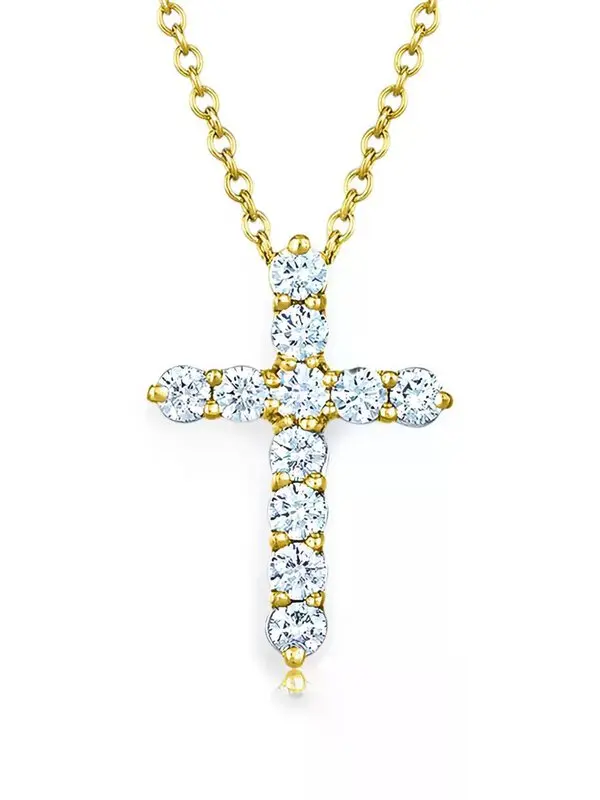 Kwiat Mini Cross Diamond Cross Necklace - Gold