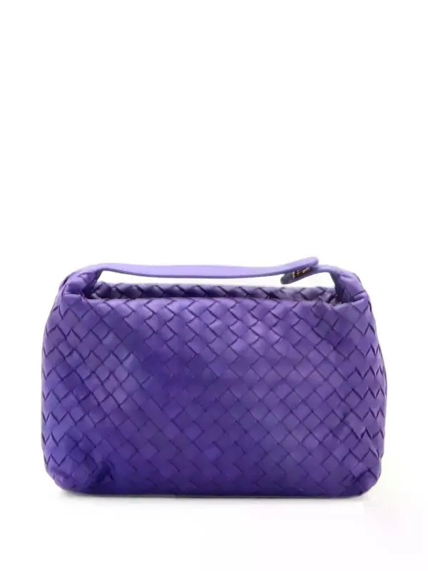 Bottega Veneta Cosmetic Handle Case Intrecciato Nappa Large Pouch - Purple