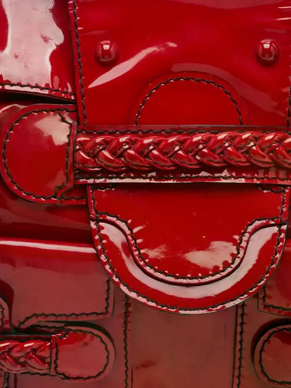 Valentino Garavani Histoire Braided Patent Leather Shoulder Bag - Red