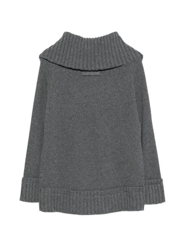 Victoria Beckham Wide-collar Ribbed-knit Sweater - Grey