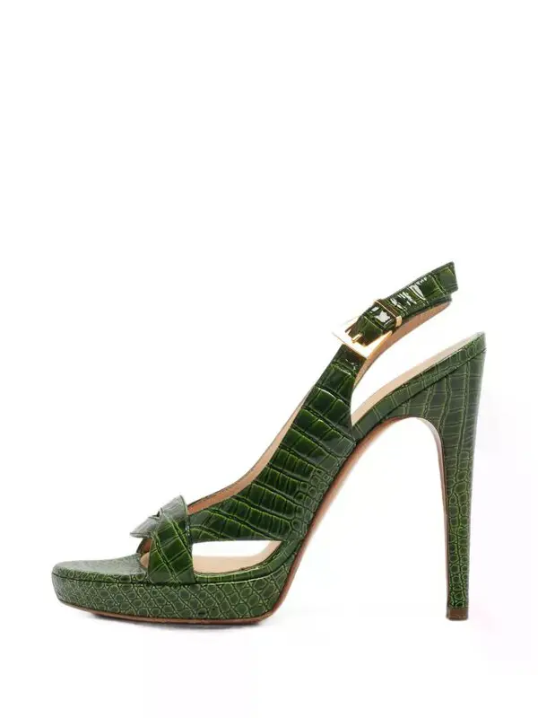Casadei Croc-embossed Slingback Pumps