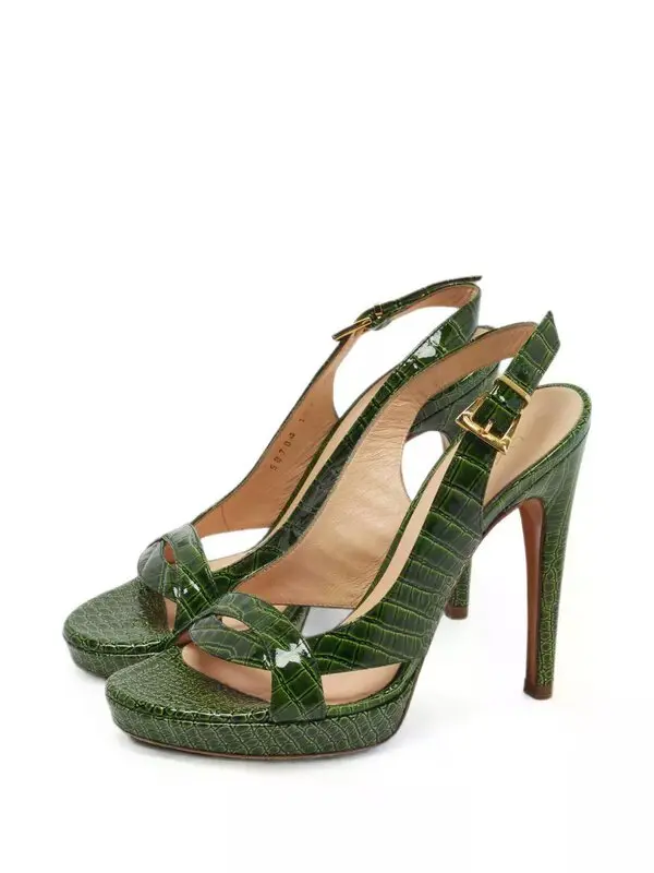 Casadei Croc-embossed Slingback Pumps