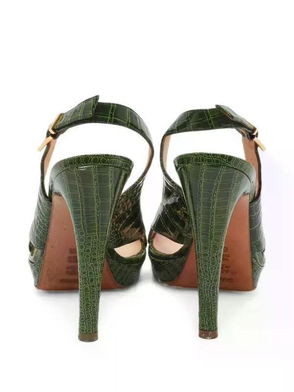Casadei Croc-embossed Slingback Pumps