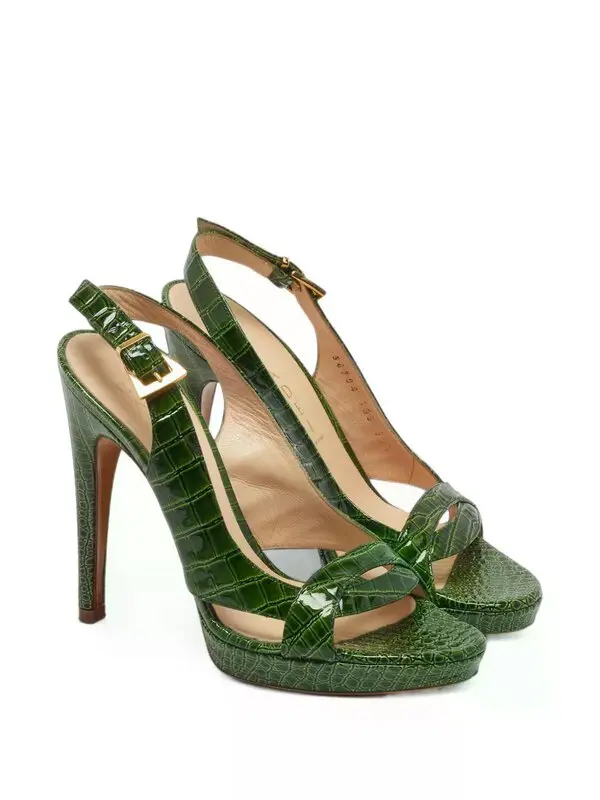 Casadei Croc-embossed Slingback Pumps