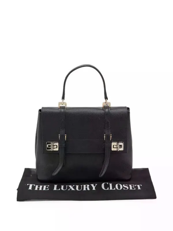 Prada Saffiano Turn-lock Tote Bag - Black